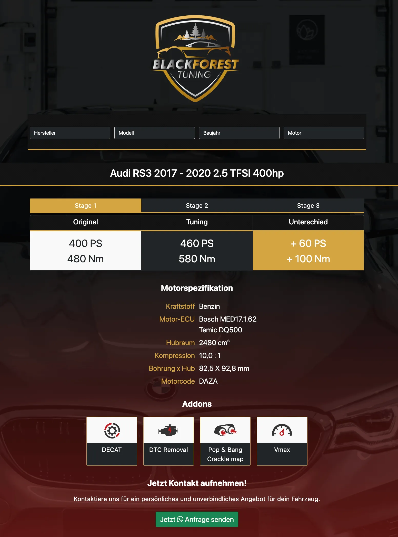 Professionelle Tuning-Datenbank für deine Webseite